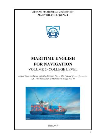 Giáo trình Maritime English for navigation volume 2