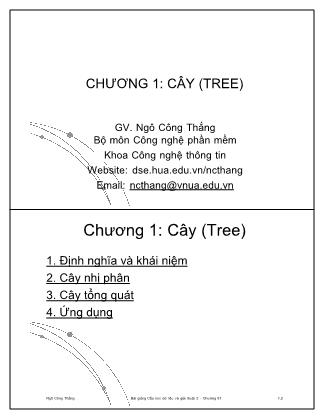 Bài giảng Cấu trúc dữ liệu và giải thuật 2 - Chương 1: Cây (Tree) - Ngô ...