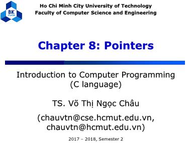 Bài giảng Introduction to computer programming - Chapter 8: Pointers