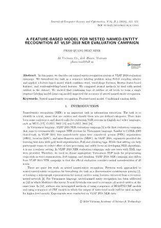 A feature-based model for nested named-entity recognition at VLSP-2018 ner evaluation campaign