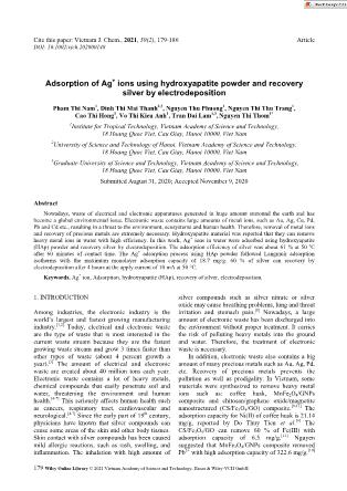 Adsorption of Ag+ ions using hydroxyapatite powder and recovery silver ...