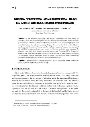 Diffusion of interstitial atoms in interstitial alloys FeSi and FeH ...