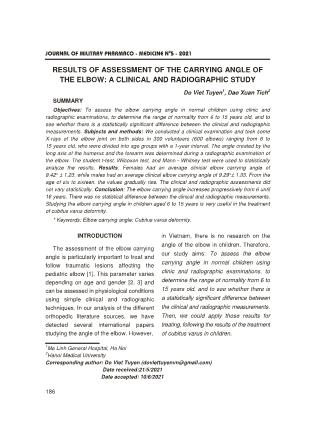 Results of assessment of the carrying angle of the elbow: A clinical ...