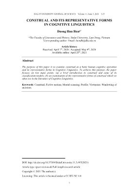 Construal and its representative forms in cognitive linguistics