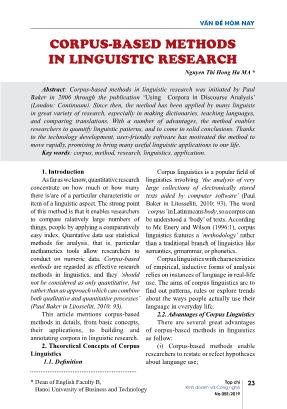 Corpus-based methods in linguistic research