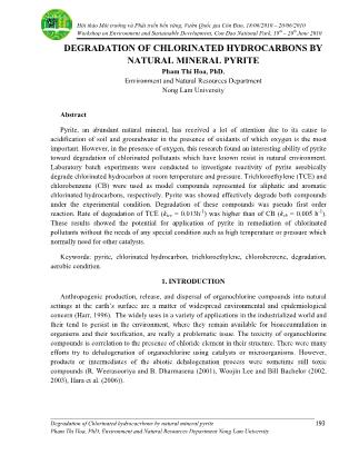 Degradation of chlorinated hydrocarbons by natural mineral pyrite