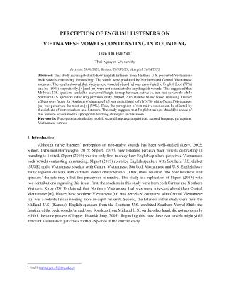Perception of English listeners on Vietnamese vowels contrasting in ...