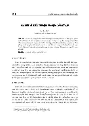 Vài nét về kiểu truyện "Truyện cổ viết lại"